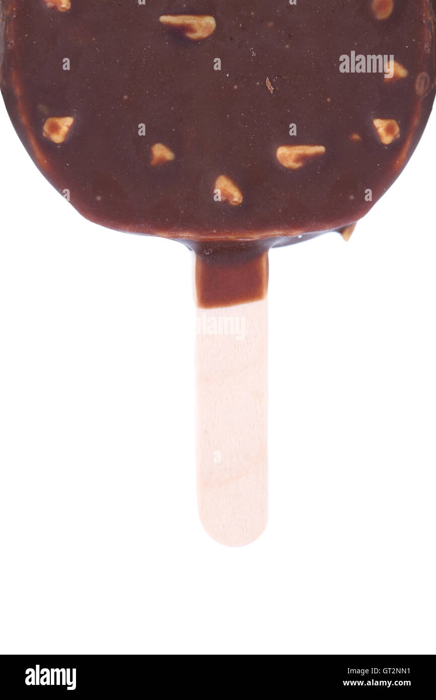 Chocolate-coated blocks of ice cream on stick Stock Photo - Alamy