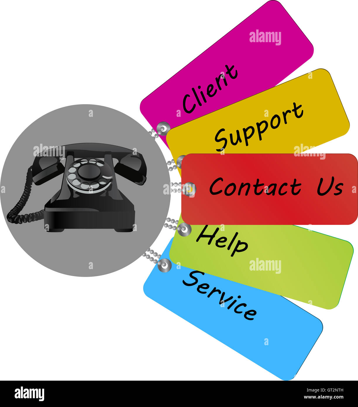 customer service related text on tag Stock Photo - Alamy