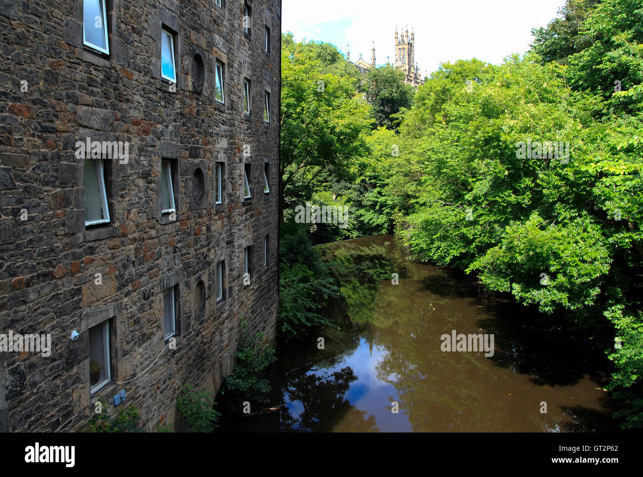 West Mill, Dean Village, Water of Leith, with Holy Trinity Church in ...