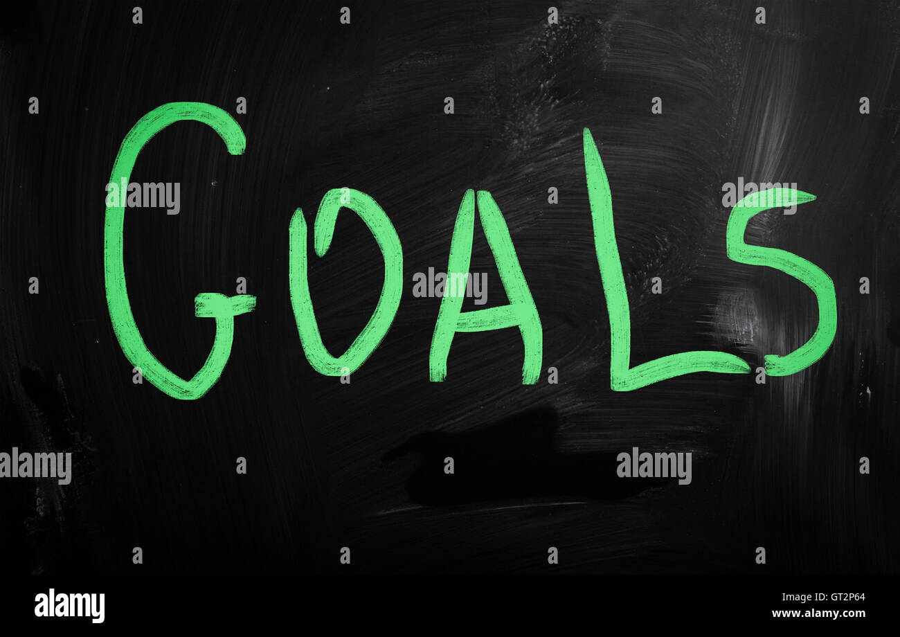 Goals handwritten with white chalk on a blackboard Stock Photo - Alamy