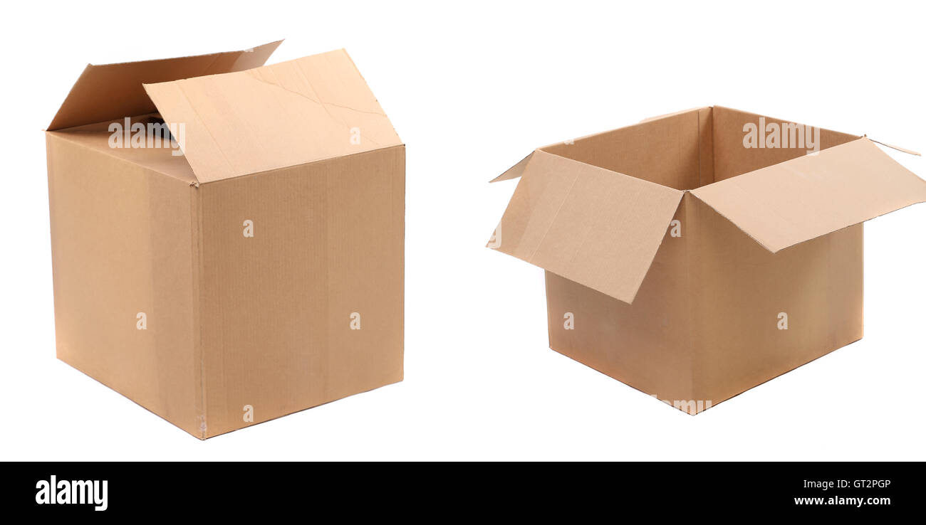 opened and closed corrugated cardboard boxes Stock Photo - Alamy