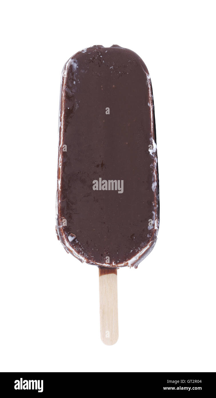 One chocolate vanilla ice cream on stick Stock Photo - Alamy