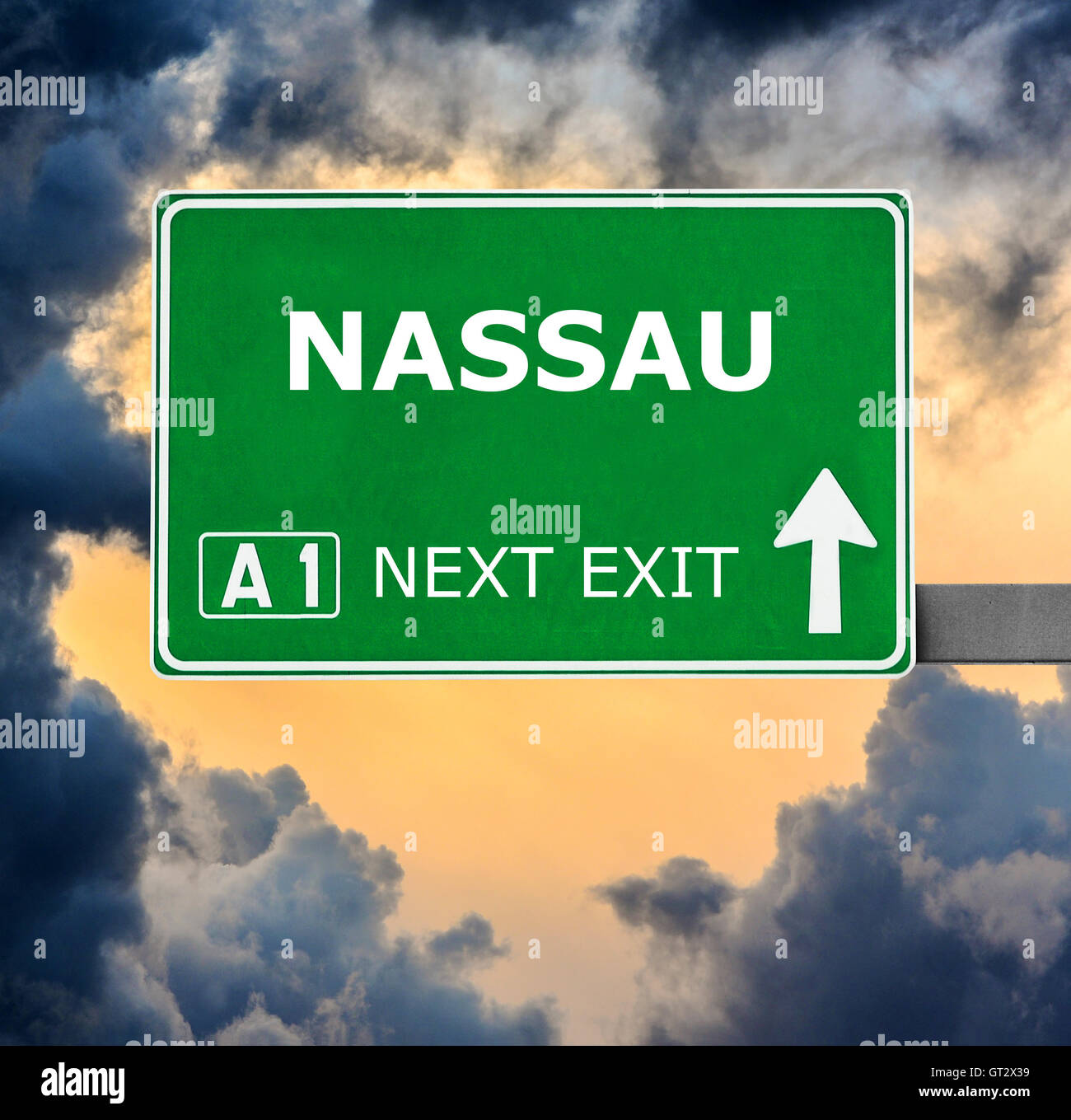 NASSAU road sign against clear blue sky Stock Photo - Alamy