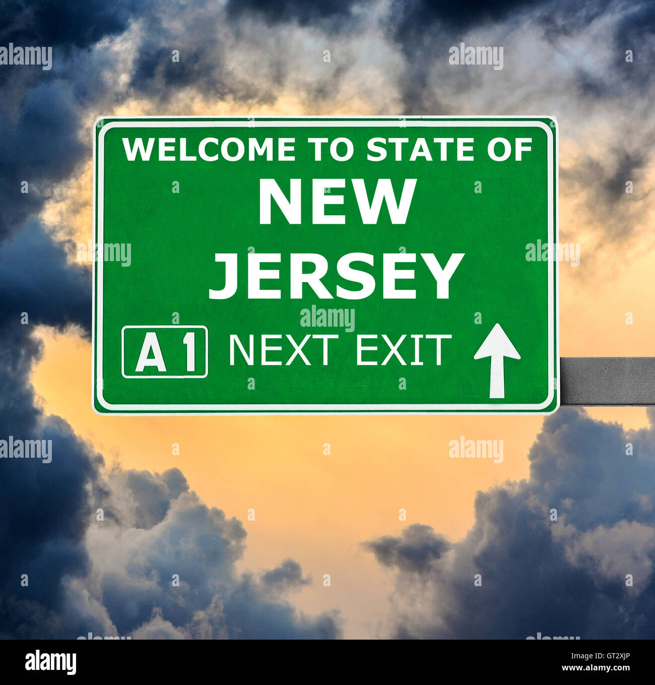 NEW JERSEY road sign against clear blue sky Stock Photo - Alamy