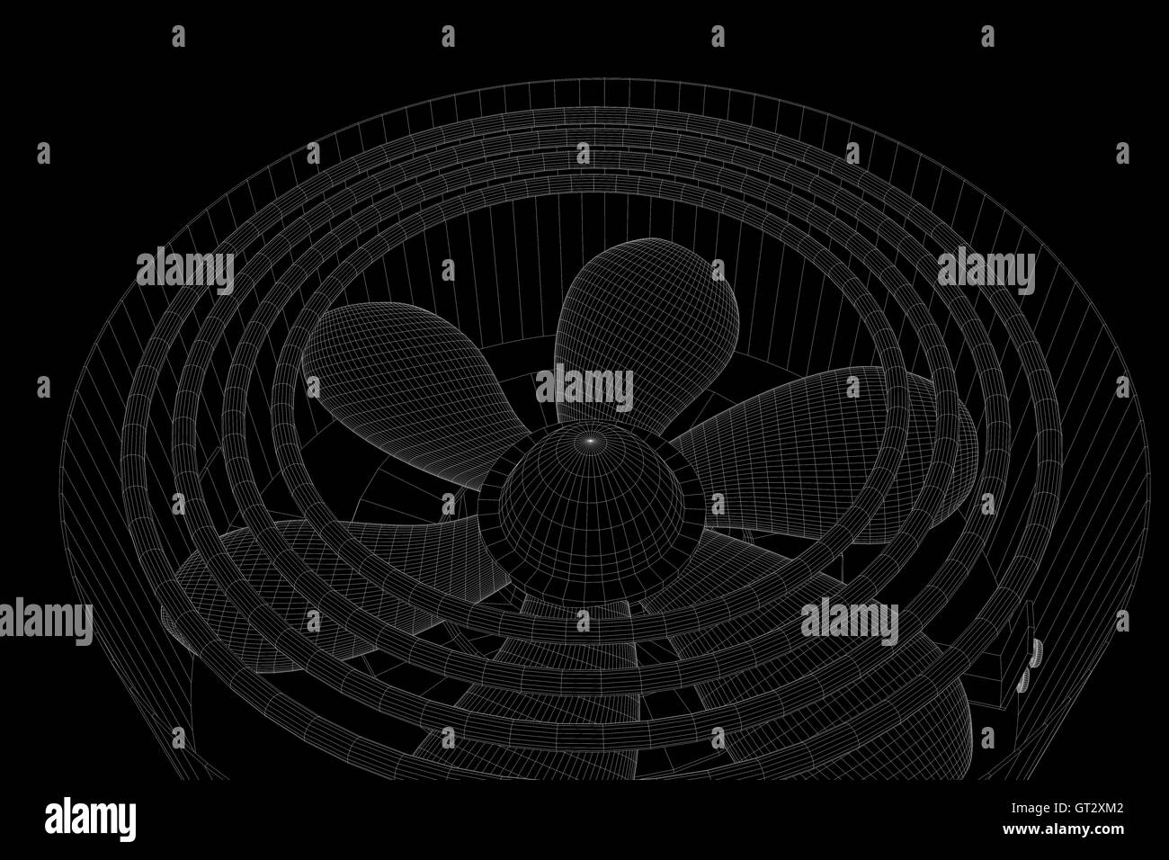 Rotation Fan Turbine in Hologram Wireframe Style. Nice 3D Rendering ...