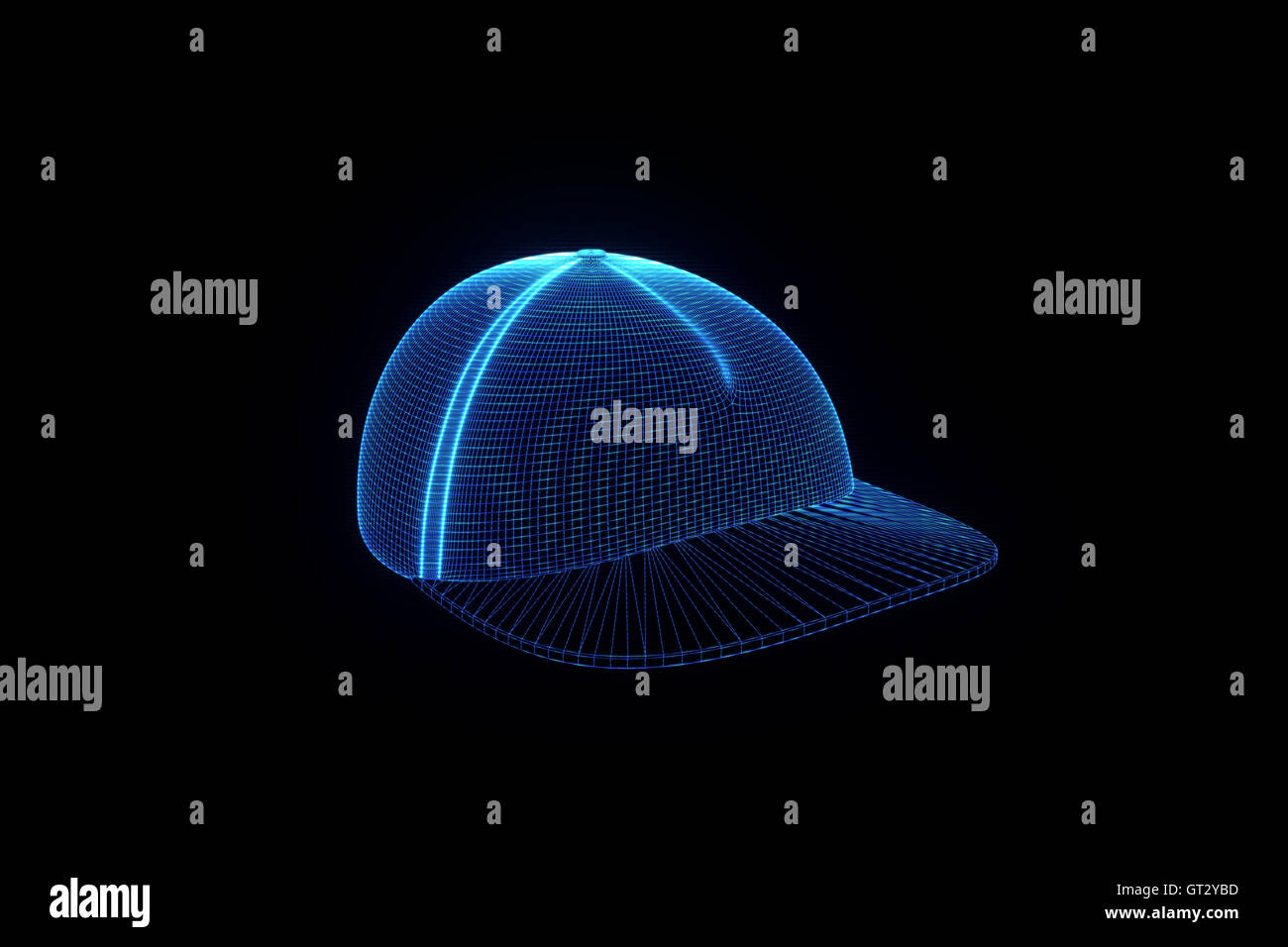 3D Hat Cap in Wireframe Hologram Style. Nice 3D Rendering Stock Photo ...