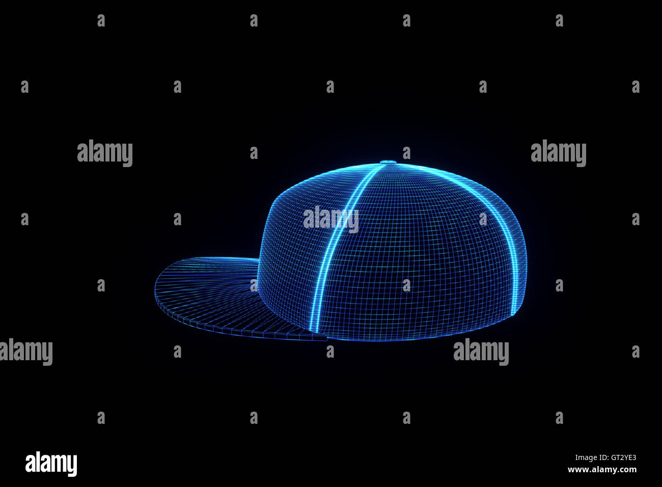 3D Hat Cap in Wireframe Hologram Style. Nice 3D Rendering Stock Photo ...