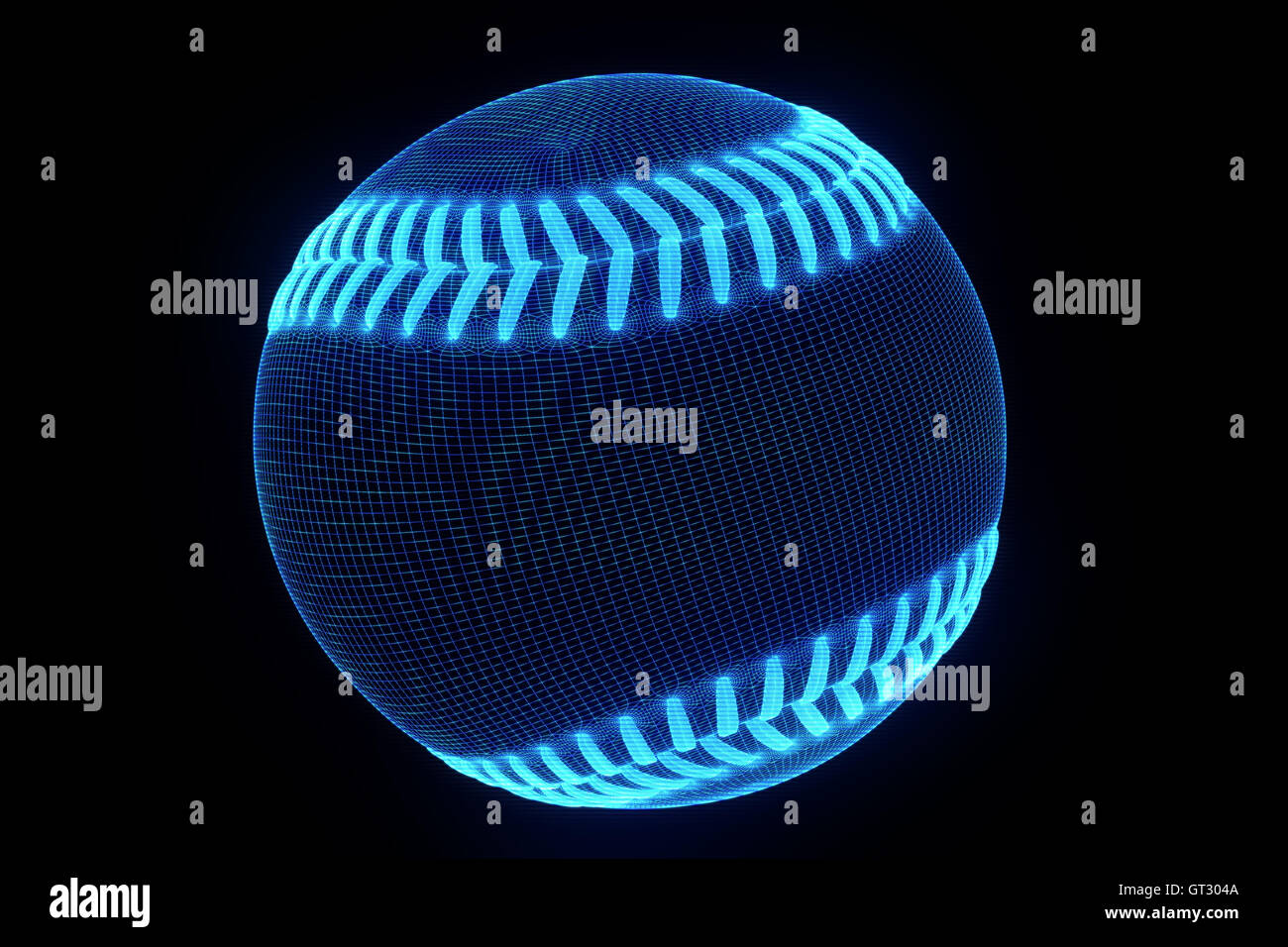 Baseball in Hologram Wireframe Style. Nice 3D Rendering Stock Photo - Alamy