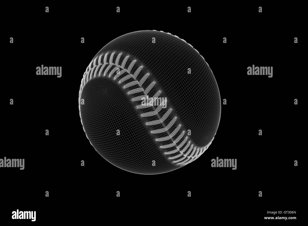 Baseball in Hologram Wireframe Style. Nice 3D Rendering Stock Photo - Alamy
