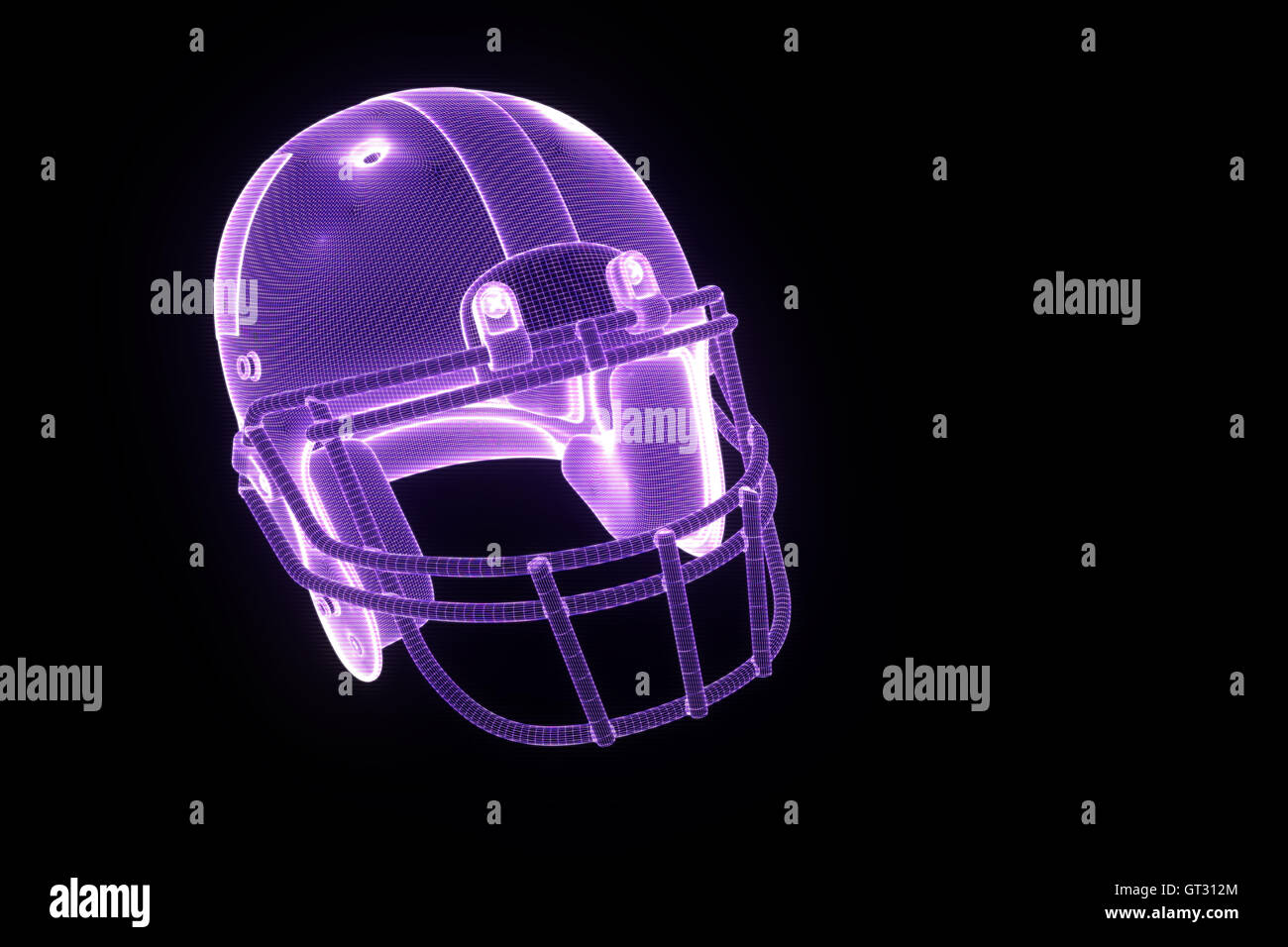 Football Helmet in Hologram Wireframe Style. Nice 3D Rendering Stock ...