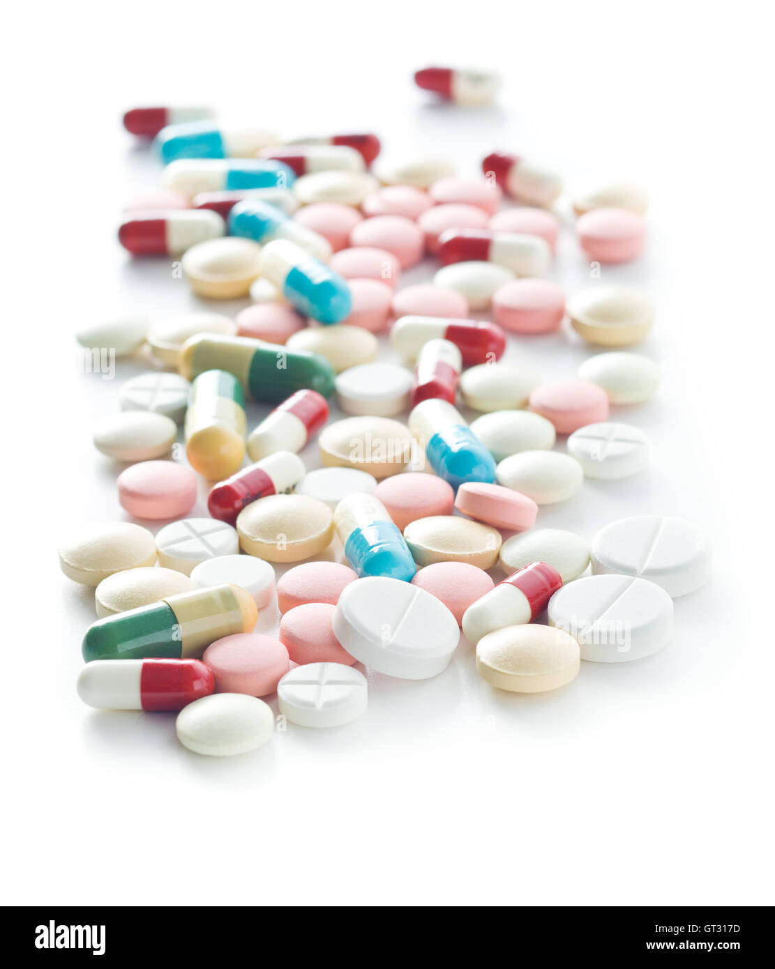 The different pills isolated on white background Stock Photo - Alamy