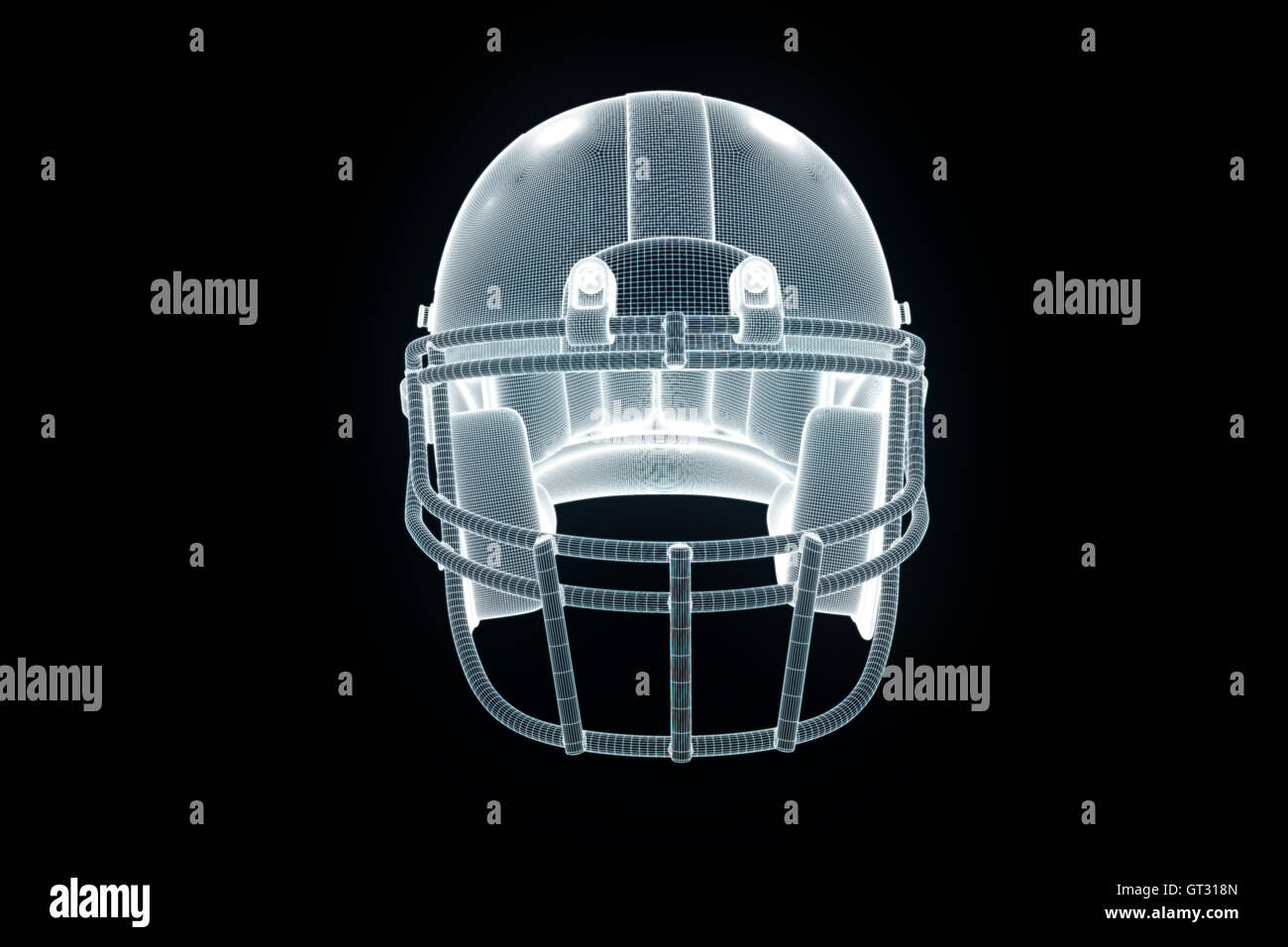 Football Helmet in Hologram Wireframe Style. Nice 3D Rendering Stock ...