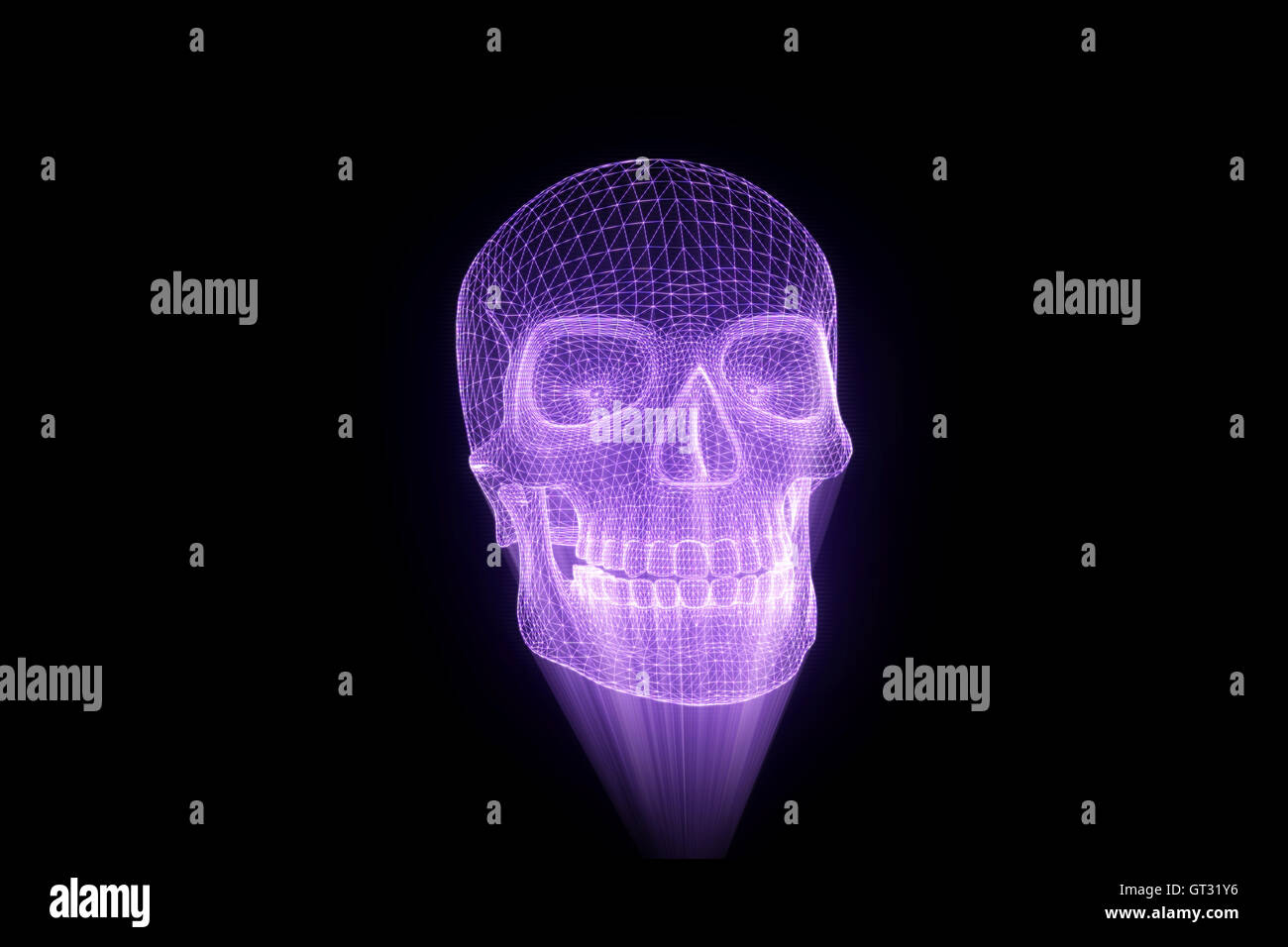 Human Skull 3D Wireframe Hologram in Motion. Nice 3D Rendering Stock ...