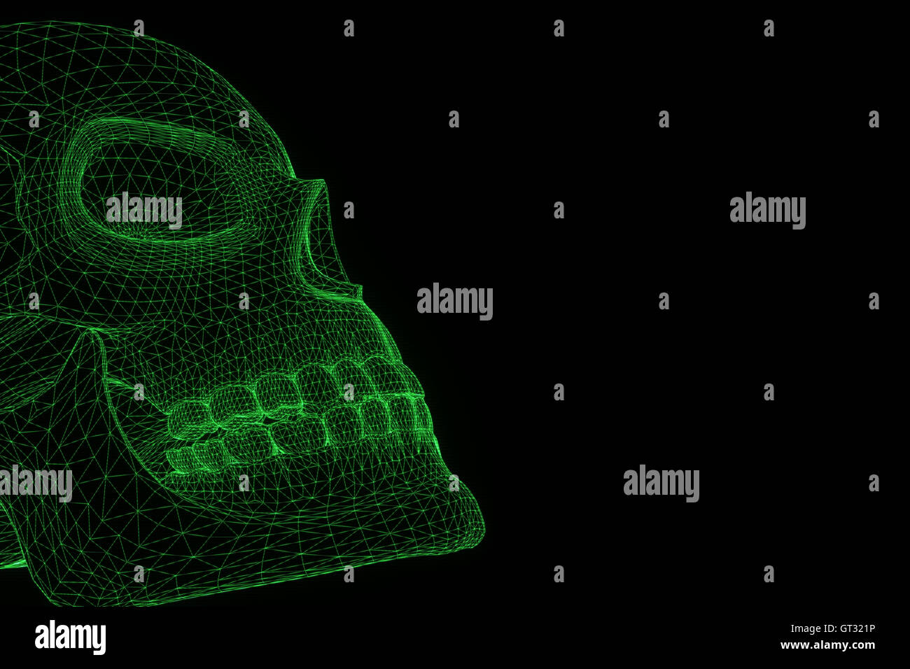 Human Skull 3D Wireframe Hologram in Motion. Nice 3D Rendering Stock ...