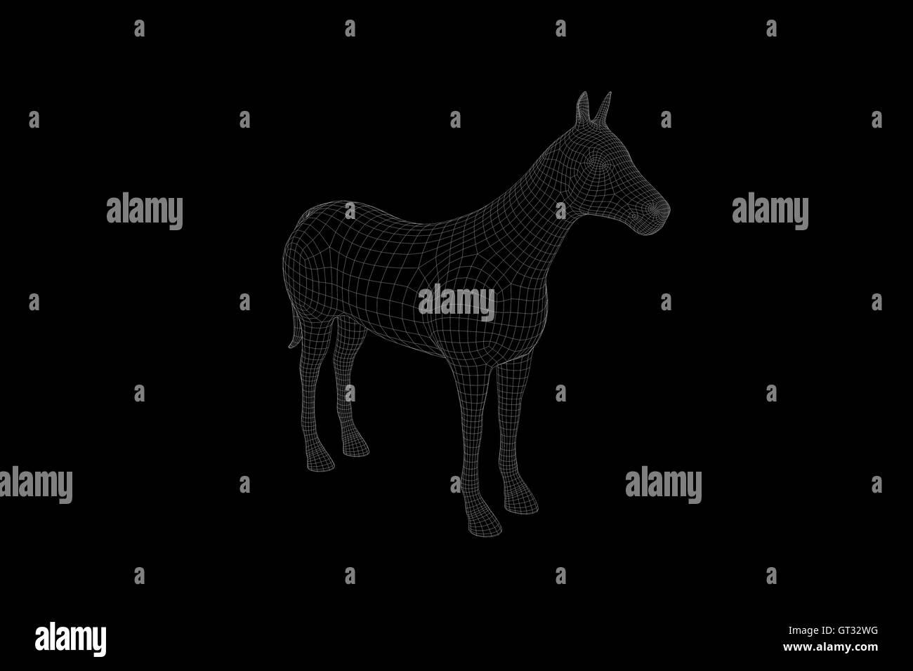 Horse in Hologram Wireframe Style. Nice 3D Rendering Stock Photo - Alamy