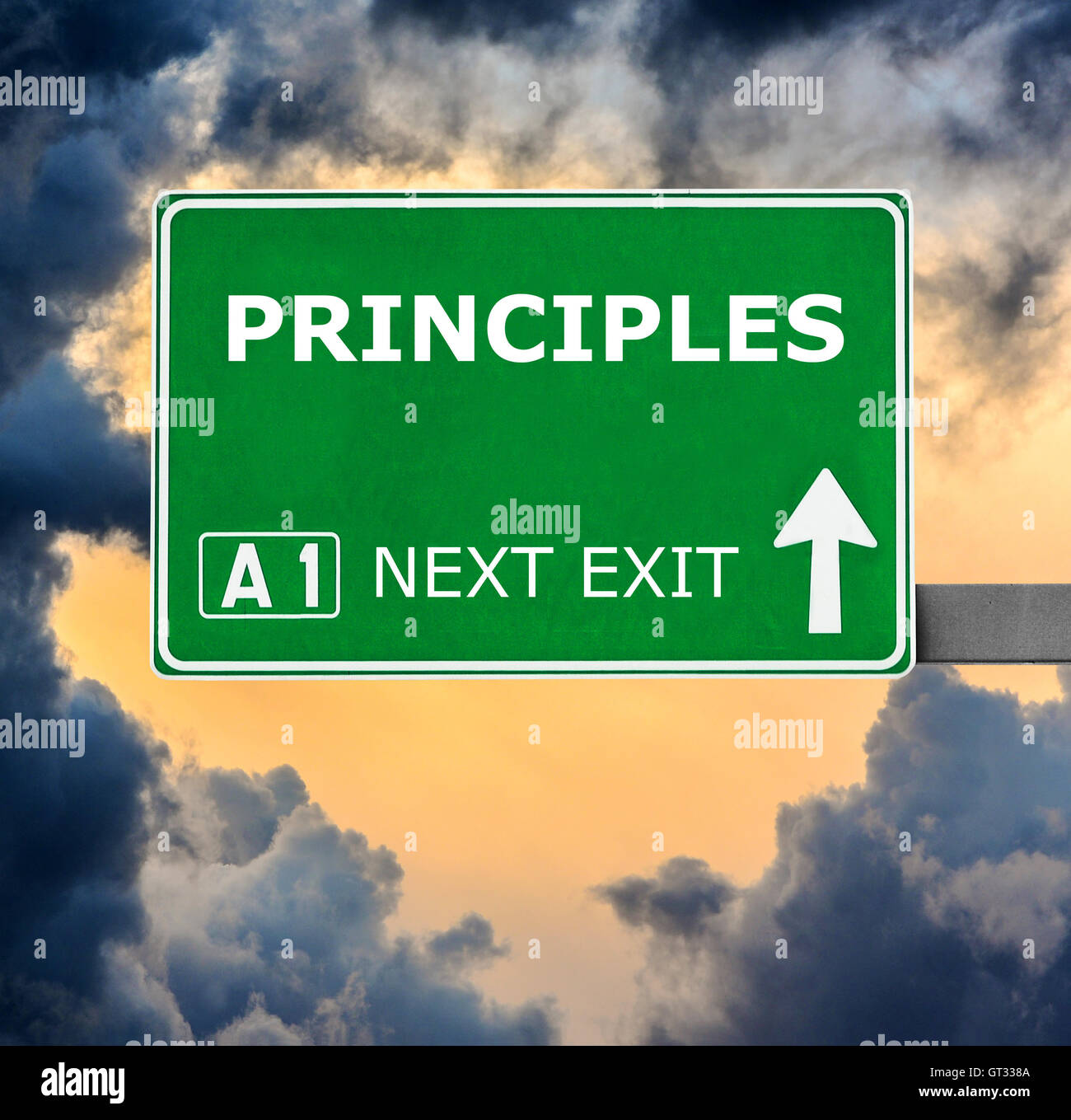 PRINCIPLES road sign against clear blue sky Stock Photo - Alamy