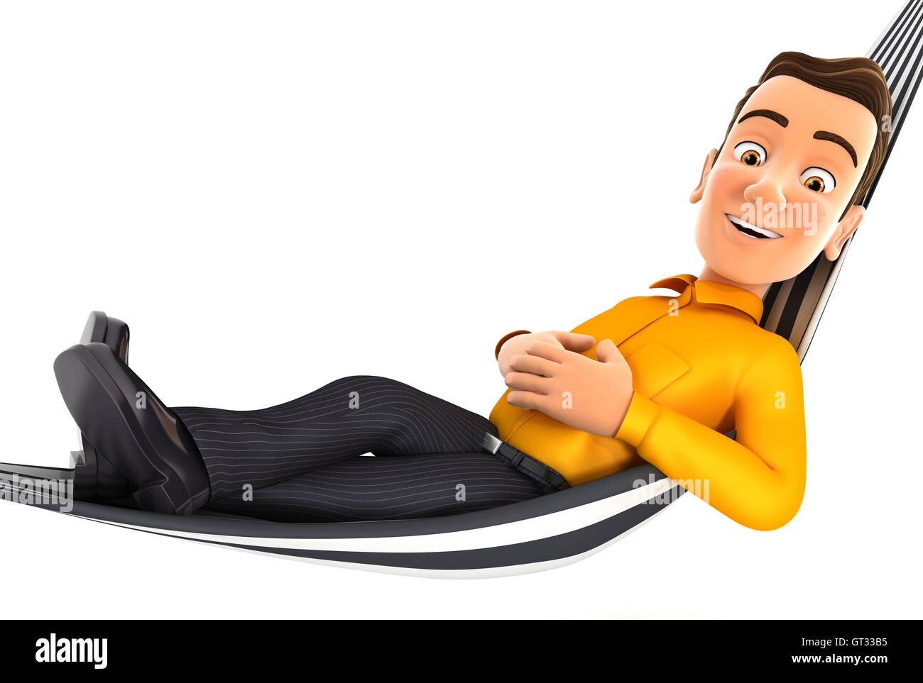 3d man relaxing in a hammock, illustration with isolated white ...