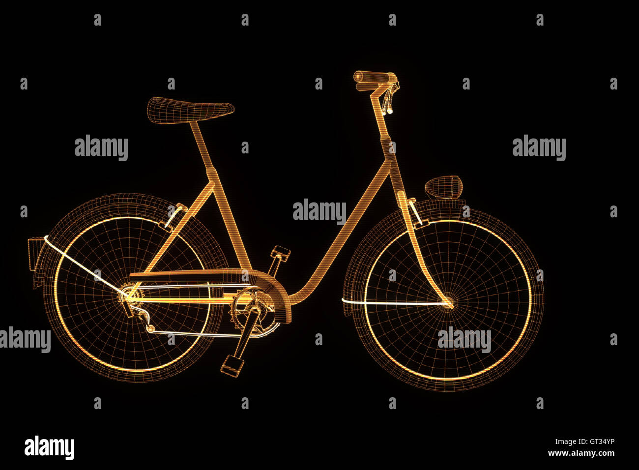 Bicycle Bike in Hologram Wireframe Style. Nice 3D Rendering Stock Photo ...