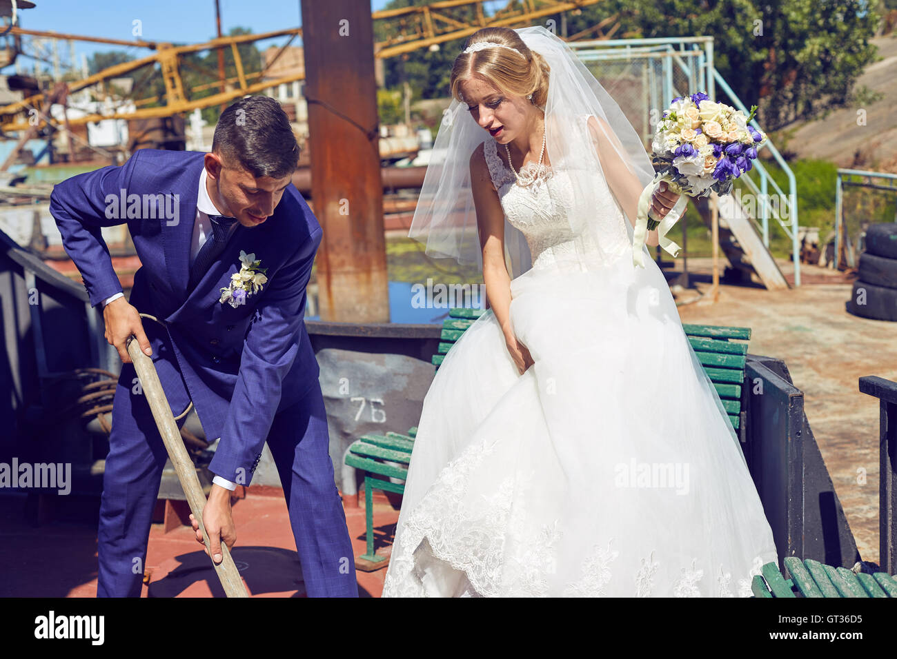 Beautiful newlywed couple having fun hi-res stock photography and ...
