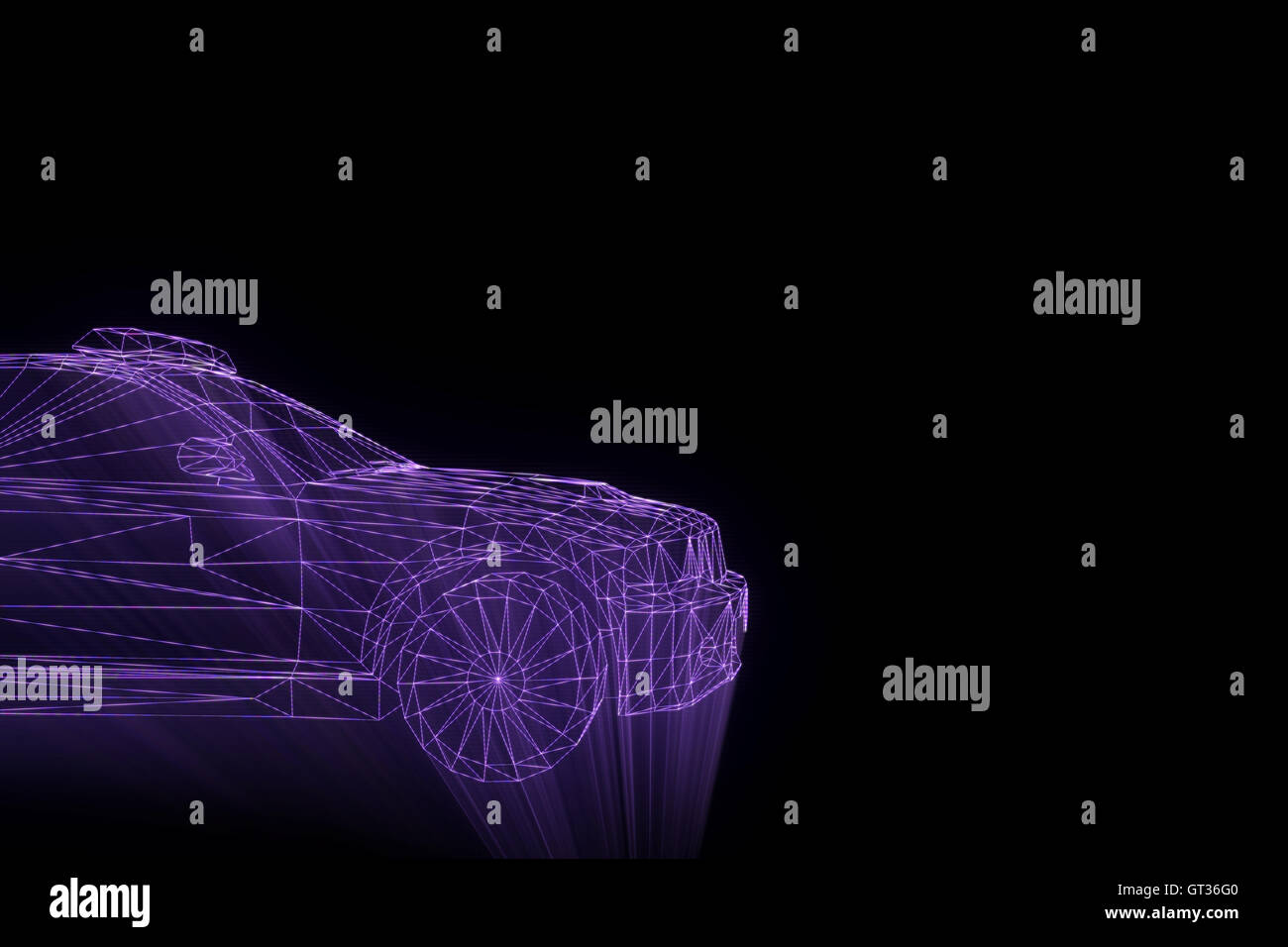 Police Car in Hologram Wireframe Style. Nice 3D Rendering Stock Photo ...
