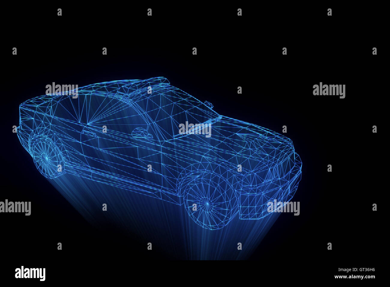 Police Car in Hologram Wireframe Style. Nice 3D Rendering Stock Photo ...