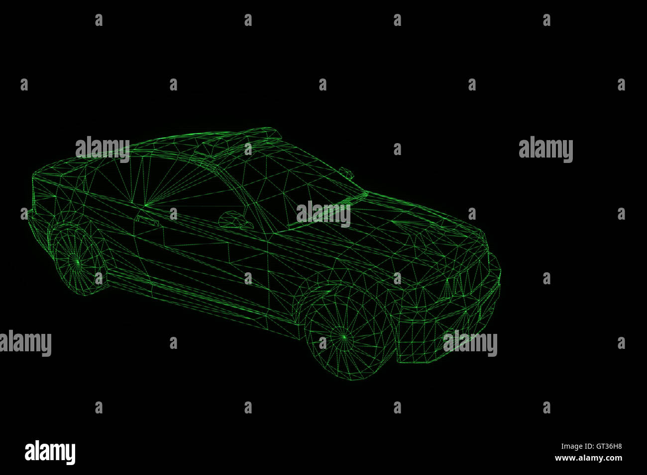 Police Car in Hologram Wireframe Style. Nice 3D Rendering Stock Photo ...