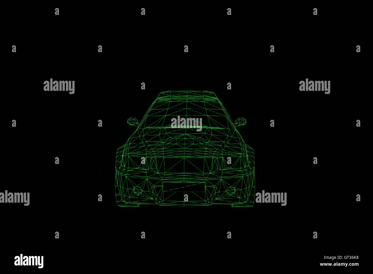 Police Car in Hologram Wireframe Style. Nice 3D Rendering Stock Photo ...