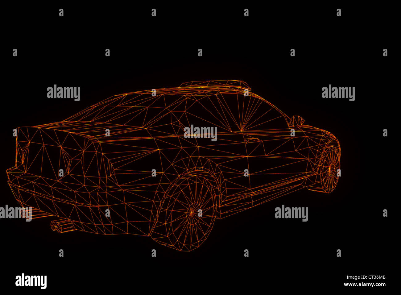 Police Car in Hologram Wireframe Style. Nice 3D Rendering Stock Photo ...