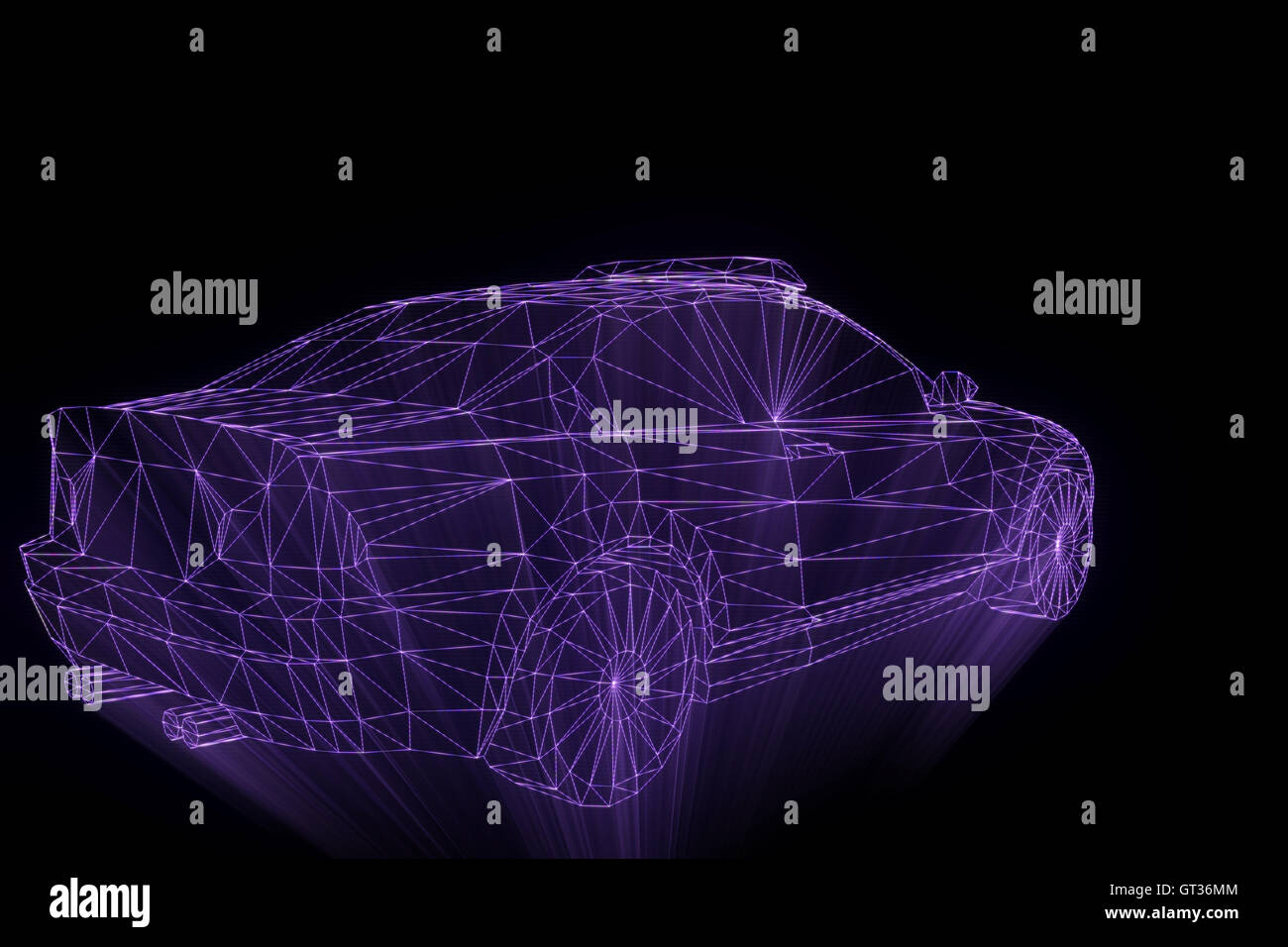 Police Car in Hologram Wireframe Style. Nice 3D Rendering Stock Photo ...