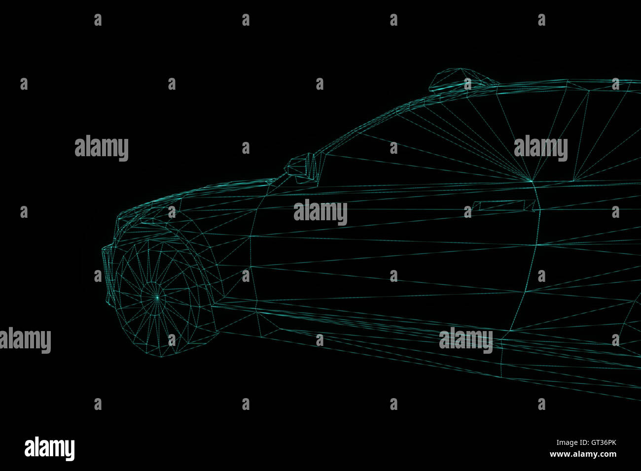Police Car in Hologram Wireframe Style. Nice 3D Rendering Stock Photo ...