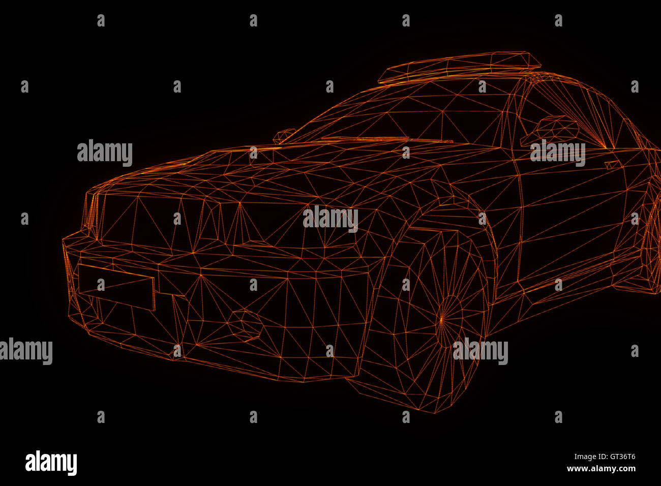 Police Car in Hologram Wireframe Style. Nice 3D Rendering Stock Photo ...