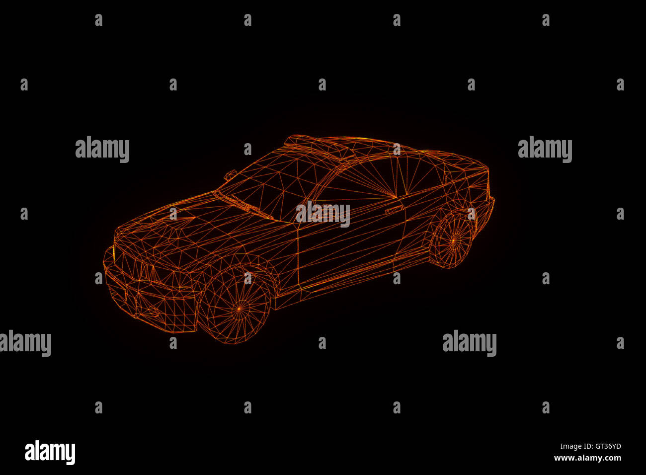 Police Car in Hologram Wireframe Style. Nice 3D Rendering Stock Photo ...