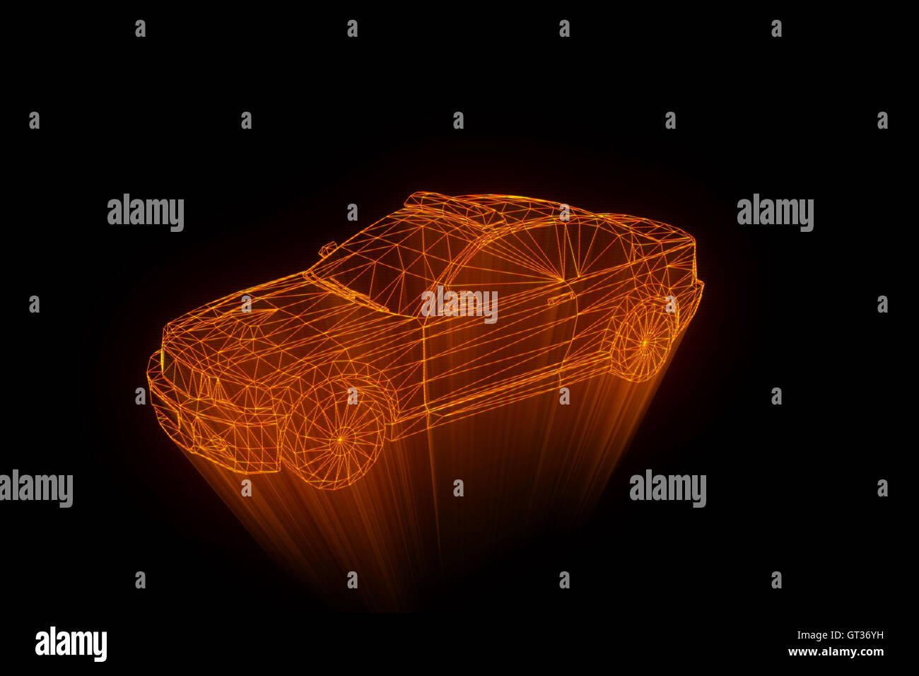 Police Car in Hologram Wireframe Style. Nice 3D Rendering Stock Photo ...