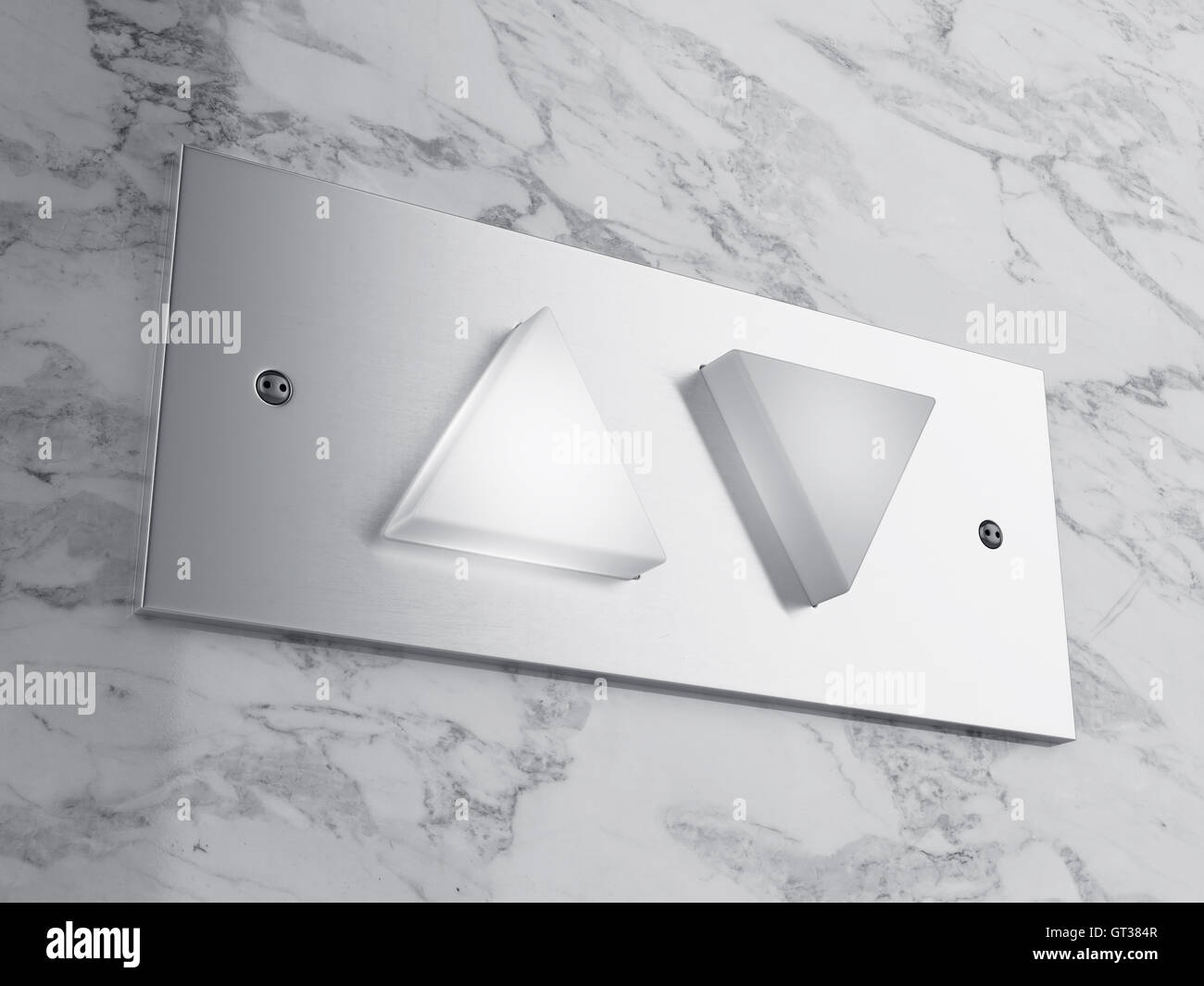 Elevator button up and down direction on the wall. 3d rendering Stock ...