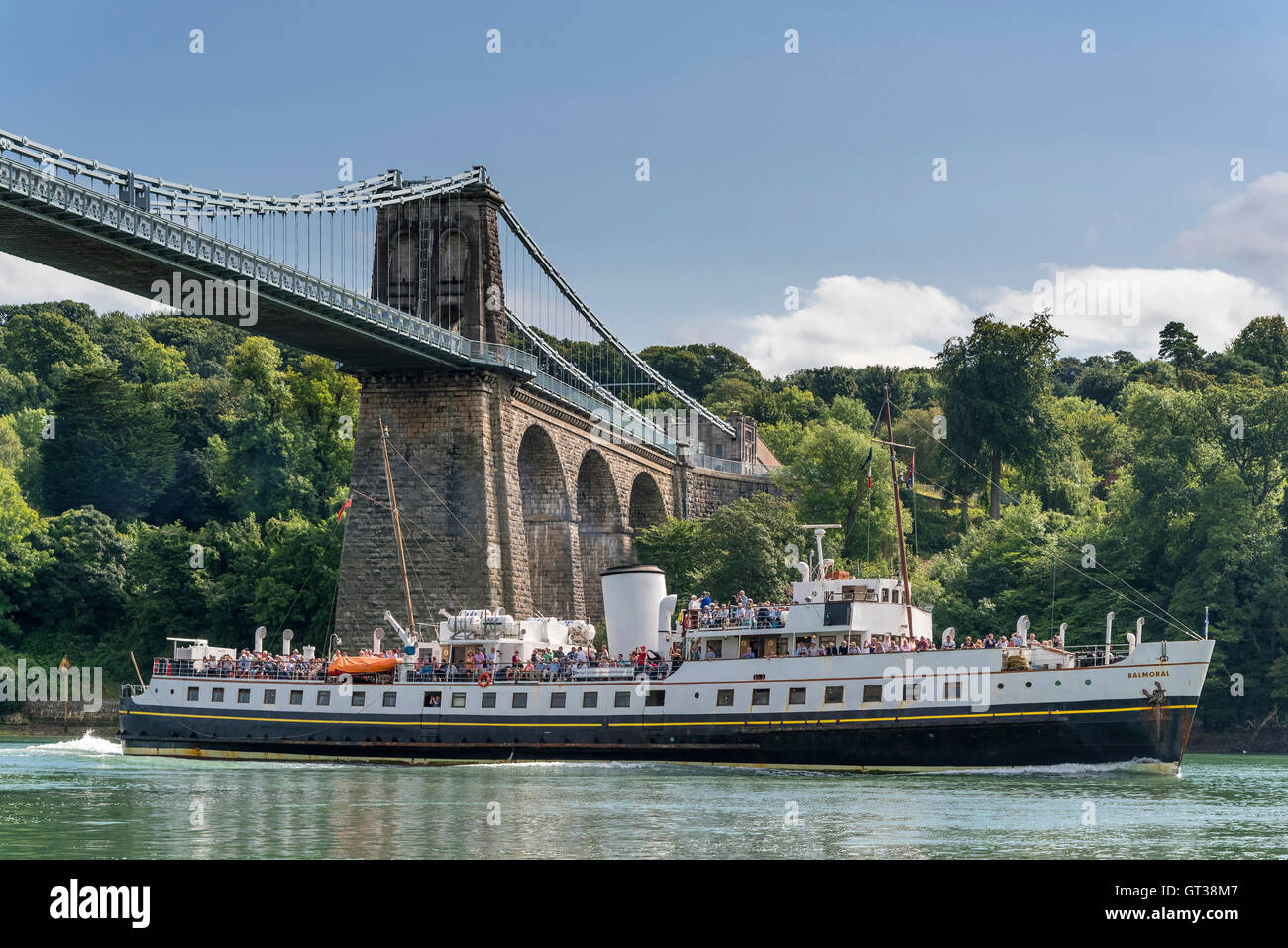 The MV Balmoral scenic cruise boat in the Menai Strait in Anglesey ...