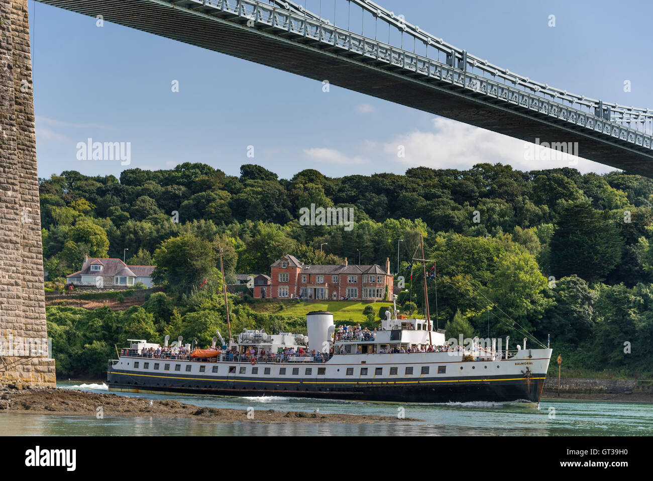 The MV Balmoral scenic cruise boat in the Menai Strait in Anglesey ...