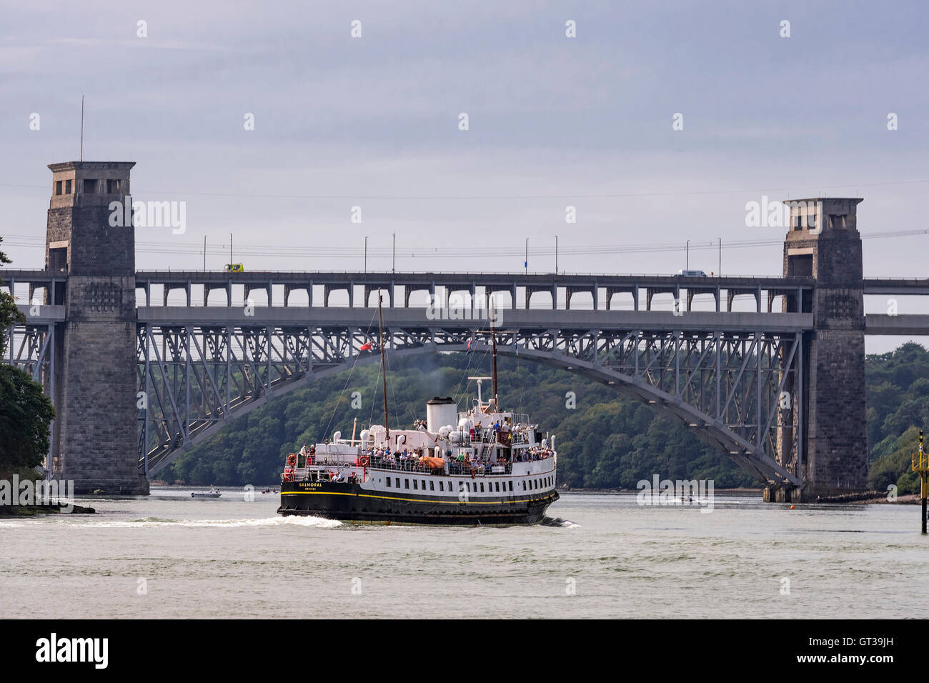 The MV Balmoral scenic cruise boat in the Menai Strait in Anglesey ...