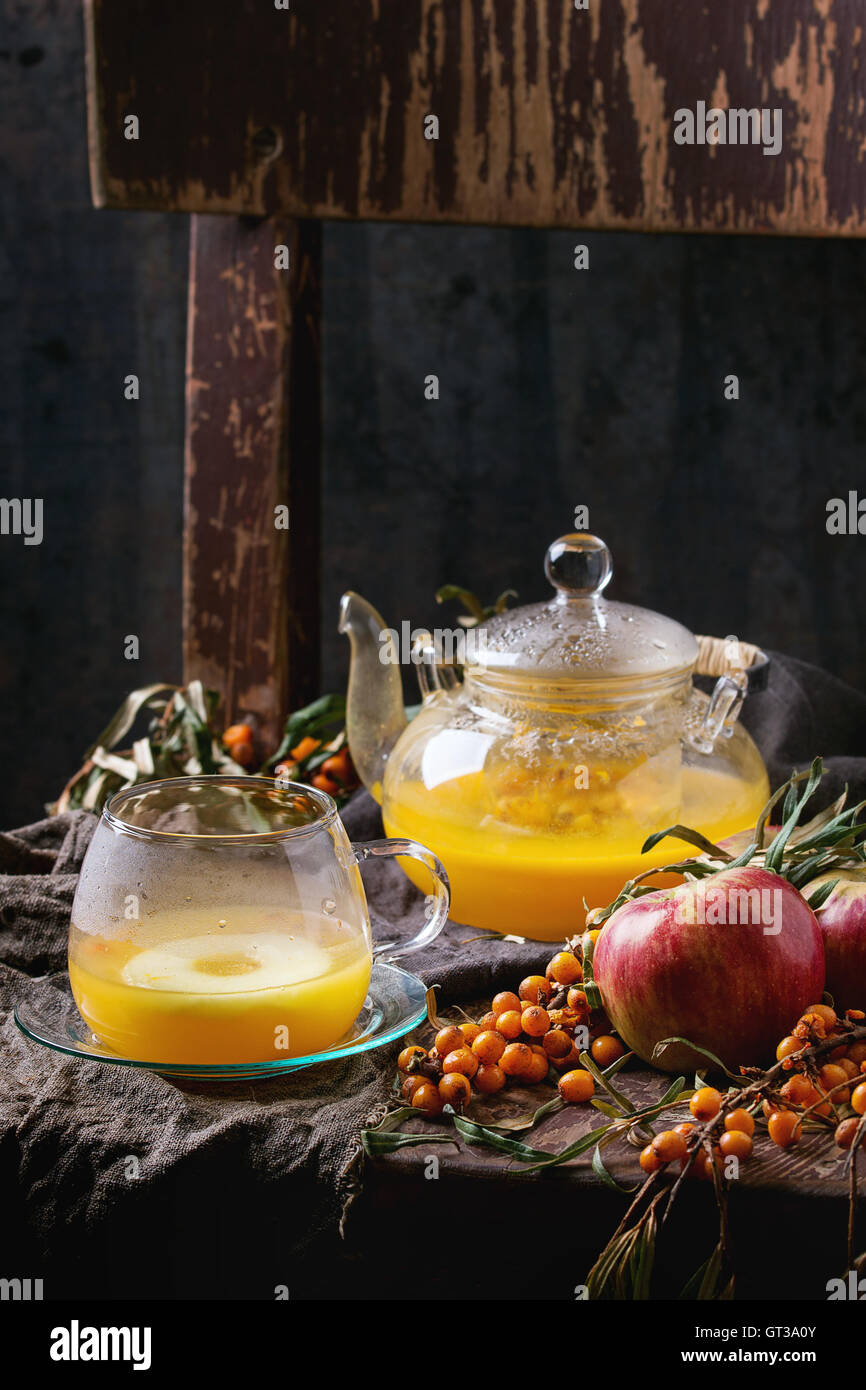 Berry sea buckthorn tea Stock Photo - Alamy