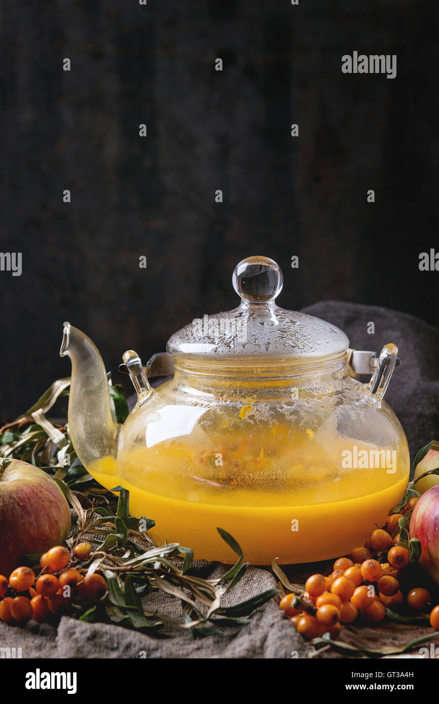 Berry sea buckthorn tea Stock Photo - Alamy