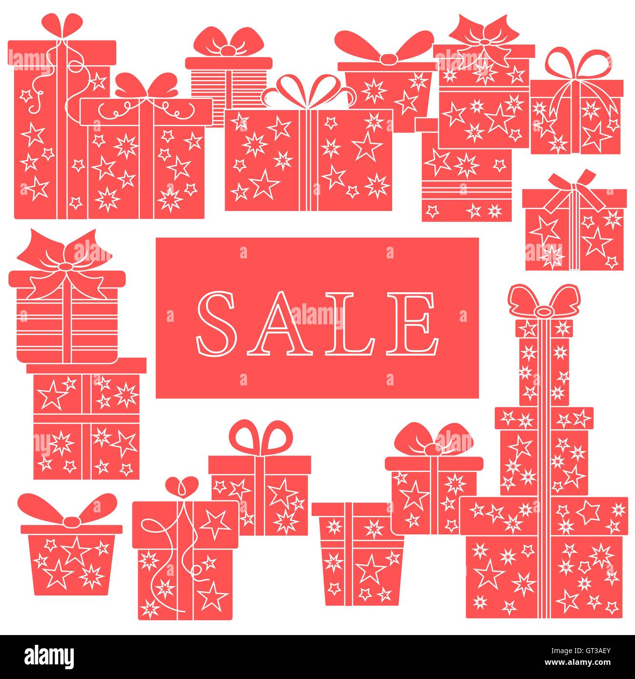 Collection of presents and gift boxes with text sale. Design element ...