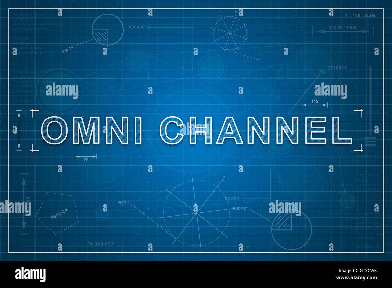 omni channel on paper blueprint background, business concept Stock ...