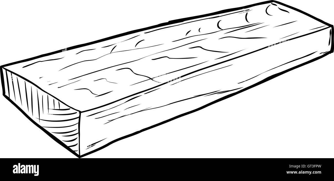 Outline of single cut piece of dimensional lumber over white background ...