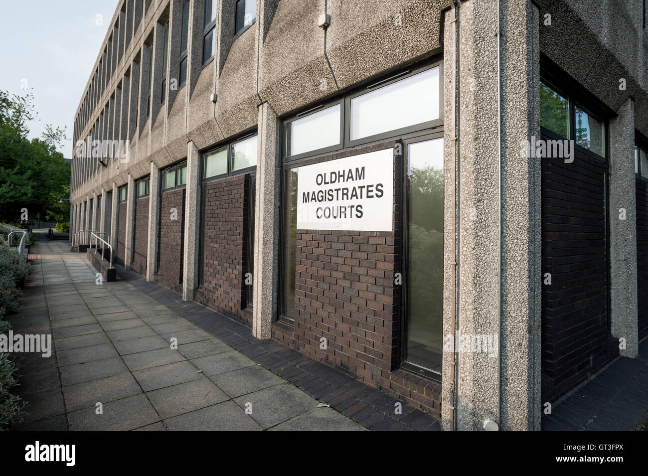 The front rear of Oldham Magistrates Court Stock Photo - Alamy