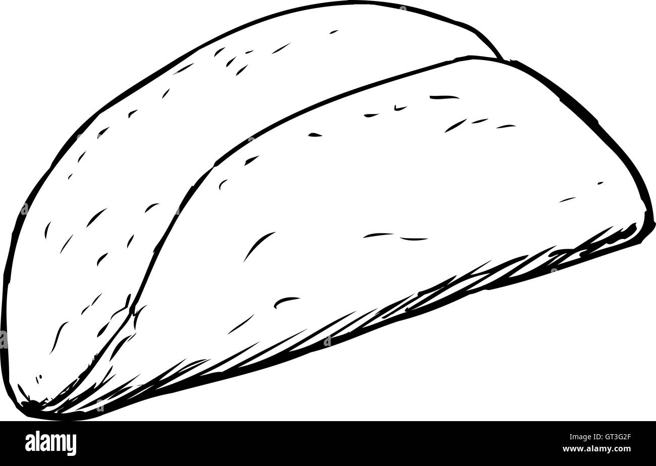 Outlined empty single corn taco shell over white background Stock Photo ...