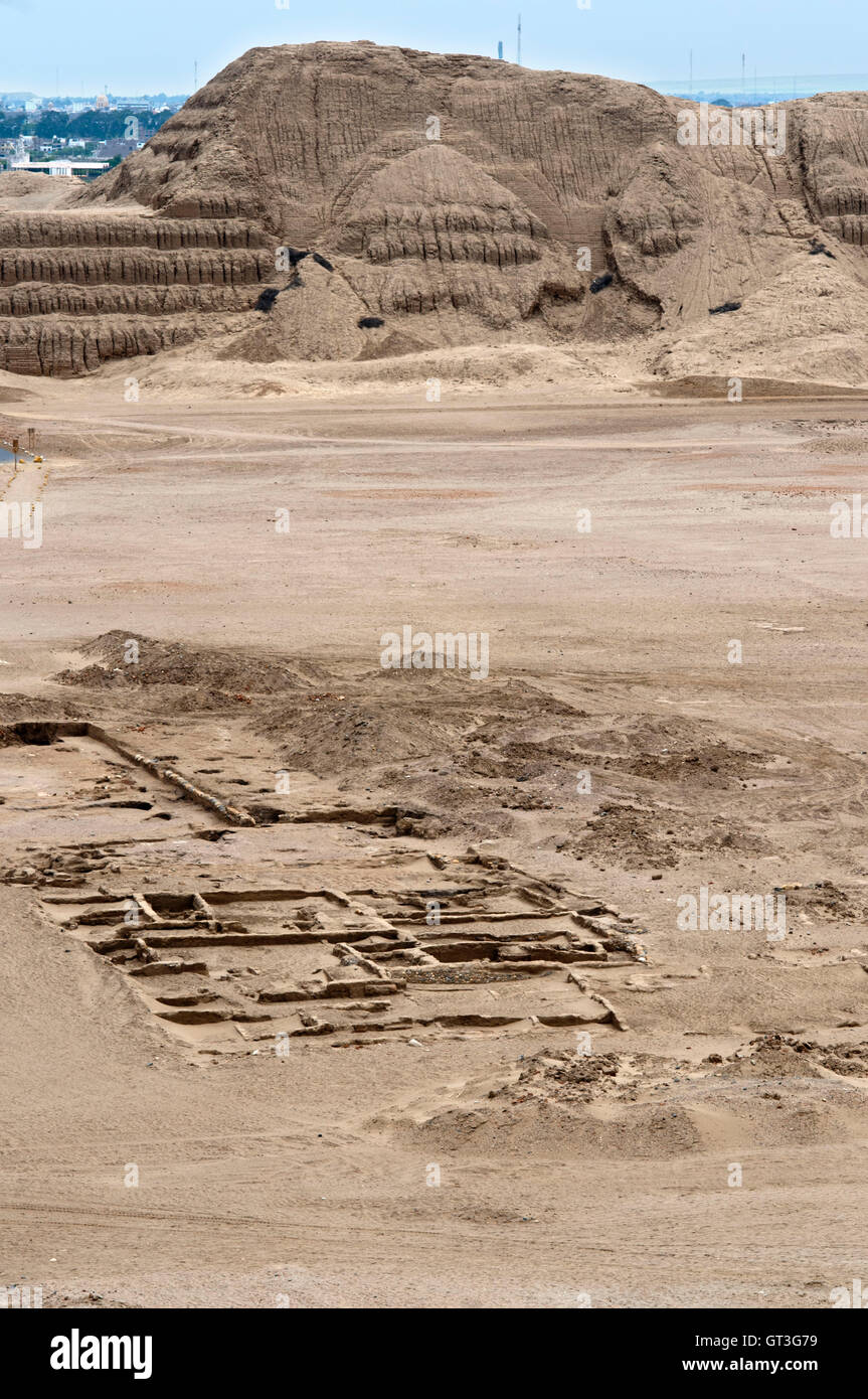 Huaca del sol , temple of the sun, adobe pyramid, Peru. The Huaca del ...