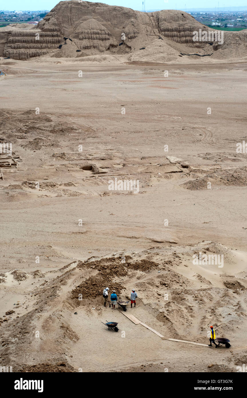 Huaca del sol , temple of the sun, adobe pyramid, Peru. The Huaca del ...