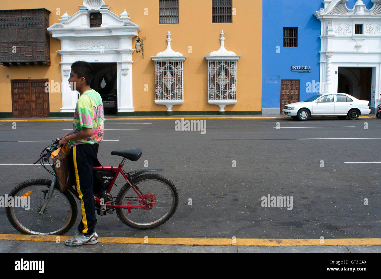Trujillo city. Traditional architecture. Colonial art. Elegant facades ...