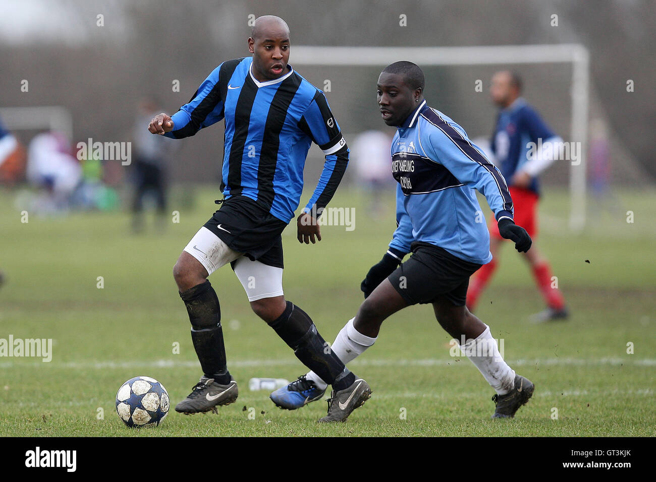 Azzurri One (blue/black stripes) vs Midfield Hackney (light blue/dark ...