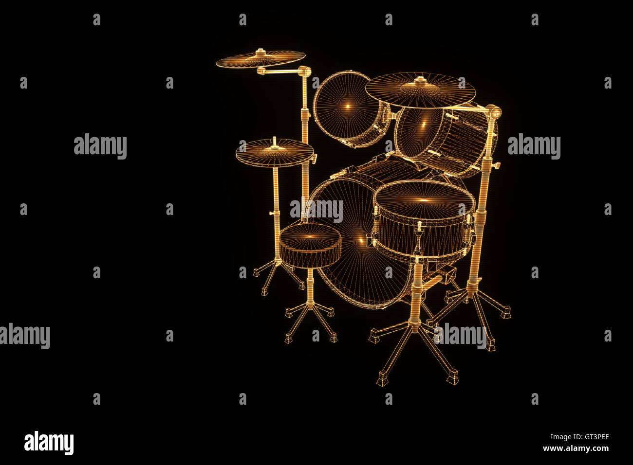 Nice 3D Drums in Wireframe or Hologram Style. Digital made with Cinema ...