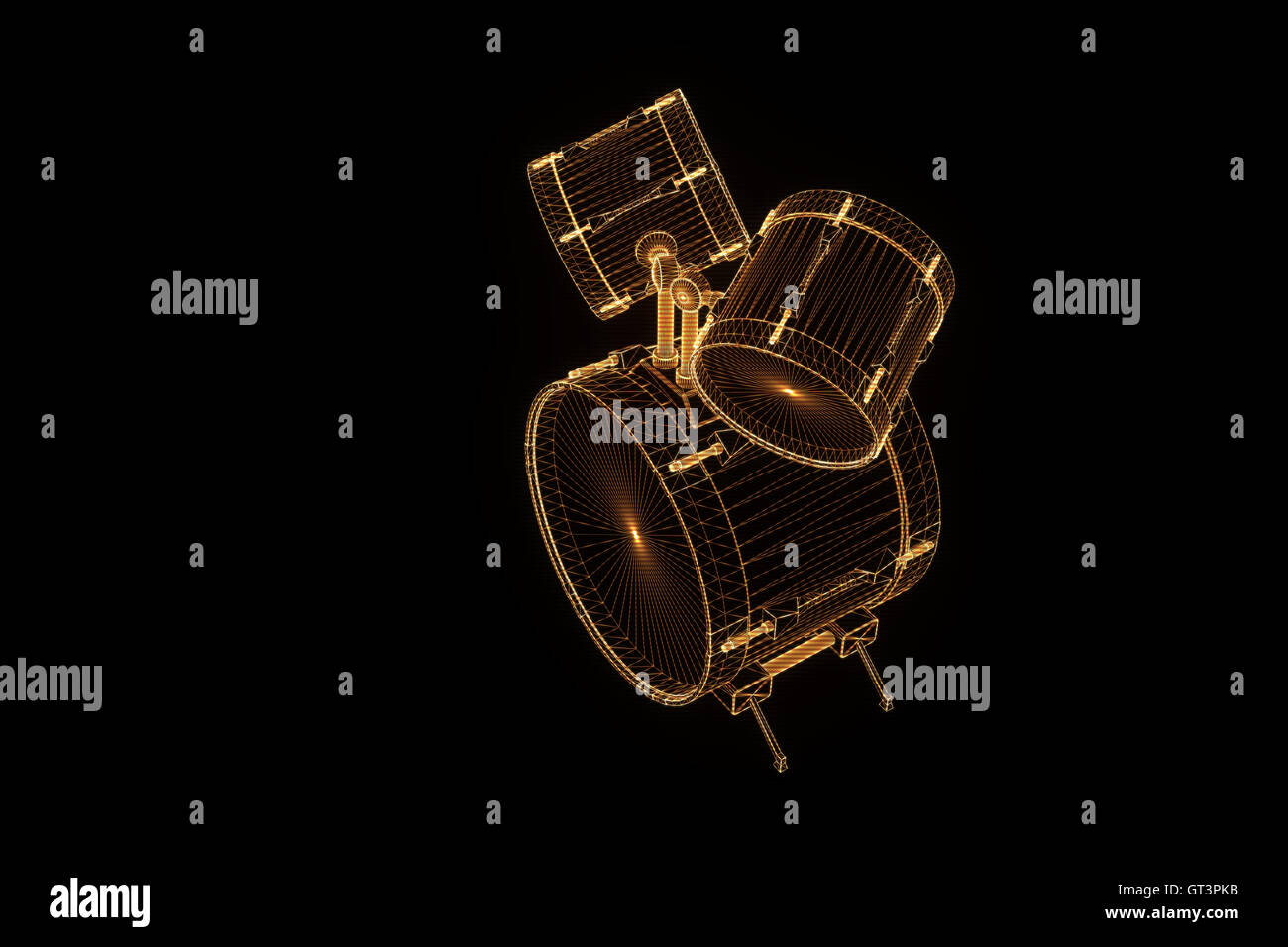 Nice 3D Drums in Wireframe or Hologram Style. Digital made with Cinema ...